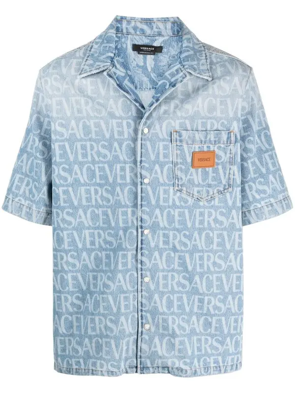 Versace Allover Denim Shirt - Blue