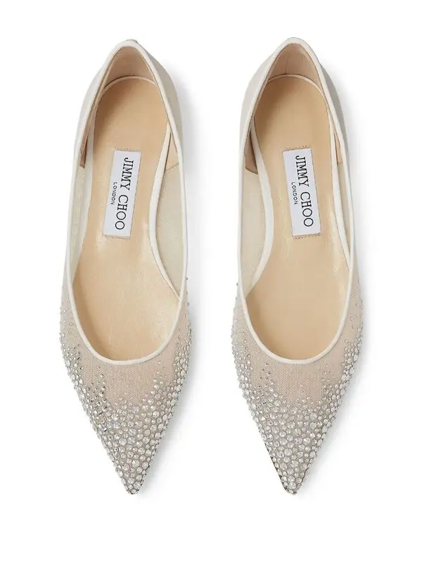 JIMMY CHOO Love Flat Ballerinas With Crystal Embellishments