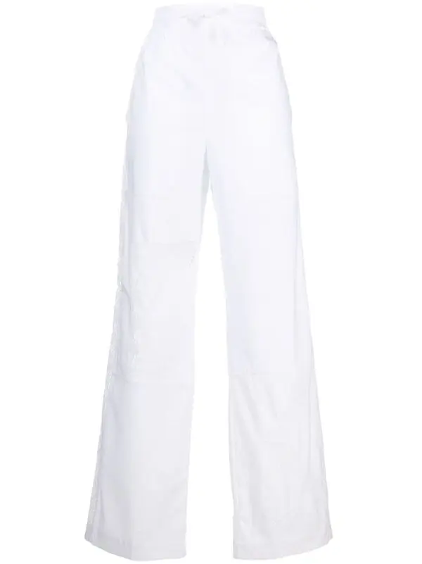 MARINE SERRE Cotton Lace Trim Wide Leg Trousers