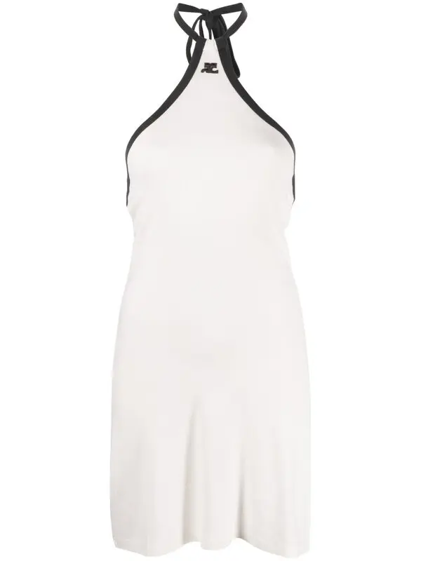 COURREGES Logo-embroidered Cotton Minidress - White