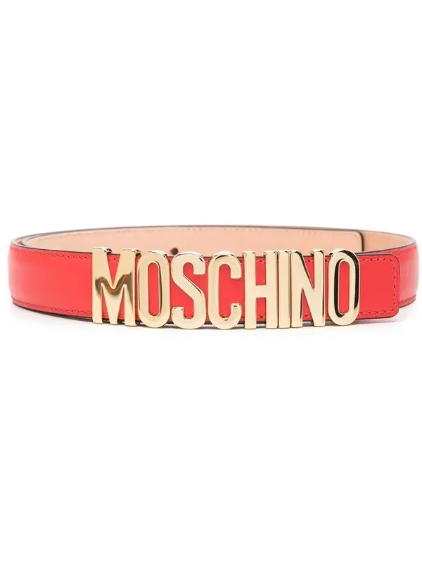 Moschino Logo-lettering Leather Belt - Red