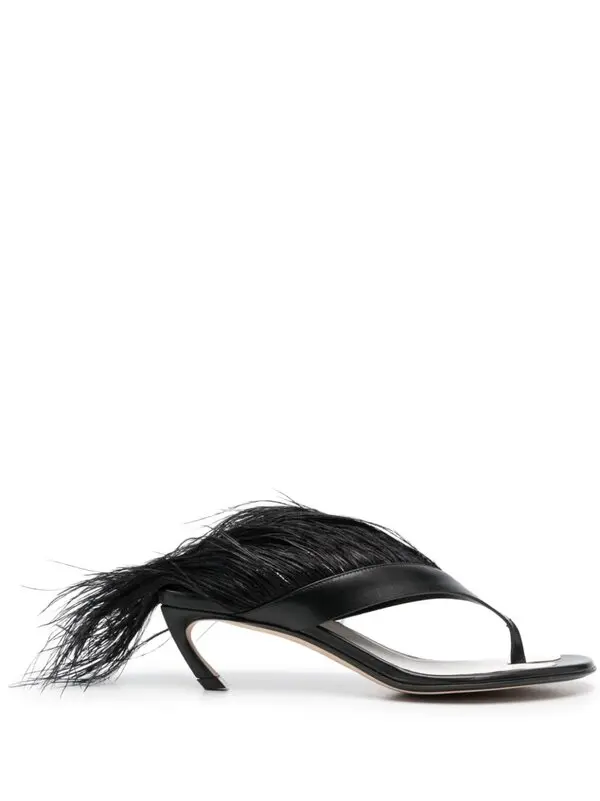 LANVIN Feather Swing 65 Leather Sandals