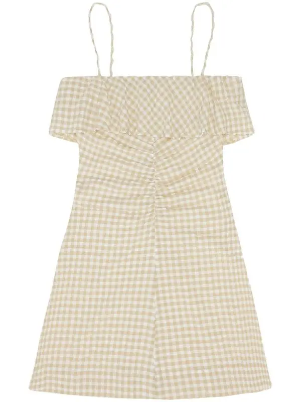 GANNI Gingham Check-print Ruffled Minidress