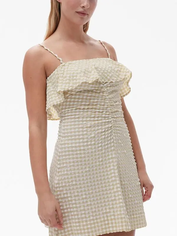 GANNI Gingham Check-print Ruffled Minidress