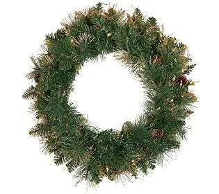 NORTHLIGHT Yorkshire Pine 24' Christmas Wreath Lear Lights - One-color