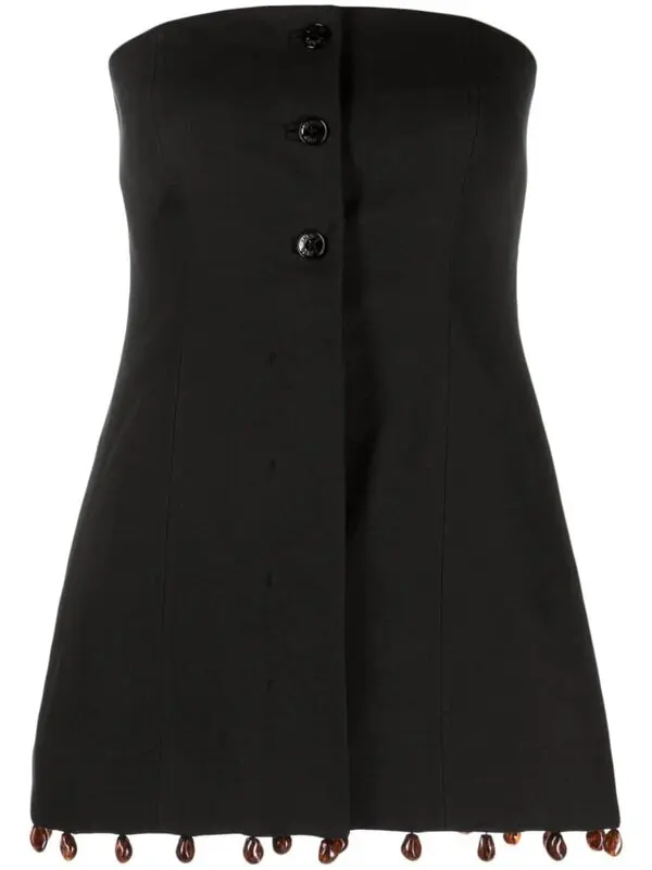 GANNI Beaded-hem Strapless Top