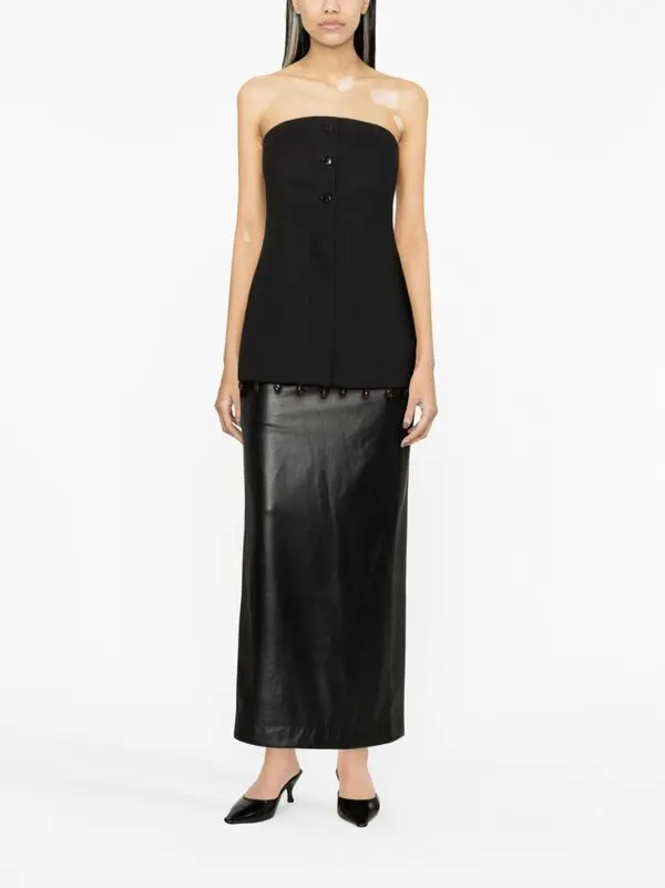 GANNI Beaded-hem Strapless Top