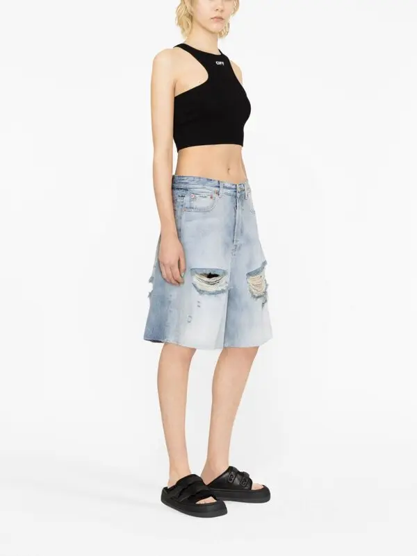 Off-White Logo-print Ribbed-knit Racerback Top - Black