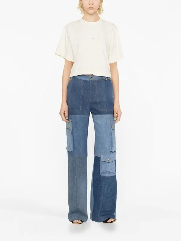 Off-White Arrows-motif Embellished Cropped T-shirt - Neutrals