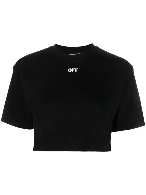 Off-White Logo-print Cropped T-shirt - Black
