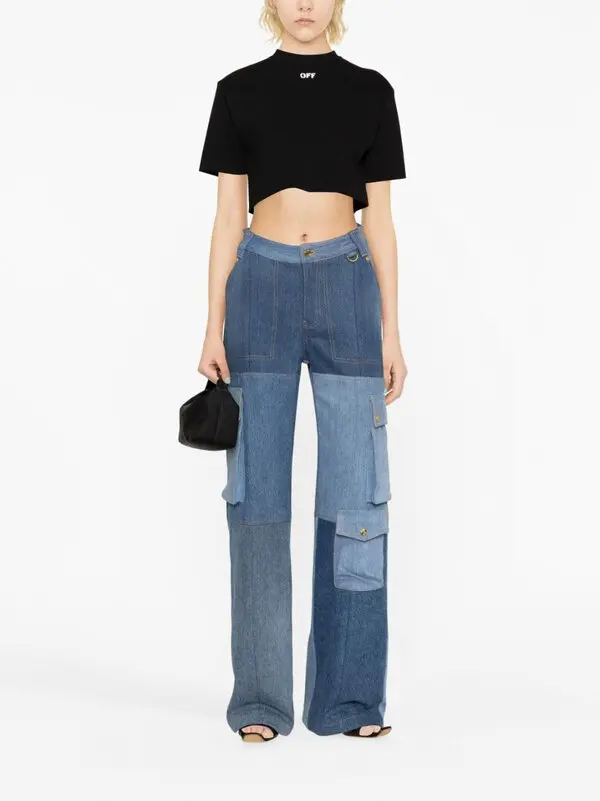Off-White Logo-print Cropped T-shirt - Black