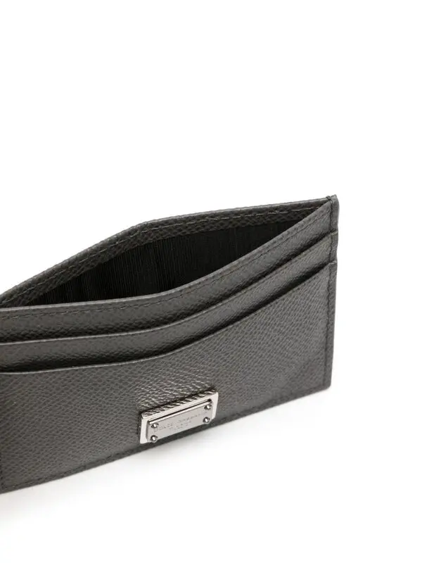 Dolce & Gabbana Dauphine Logo-plaque Leather Cardholder - Grey