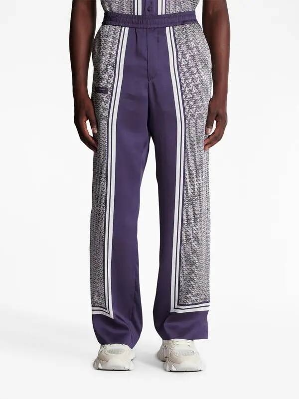 Balmain Vertical-print Straight-leg Trousers