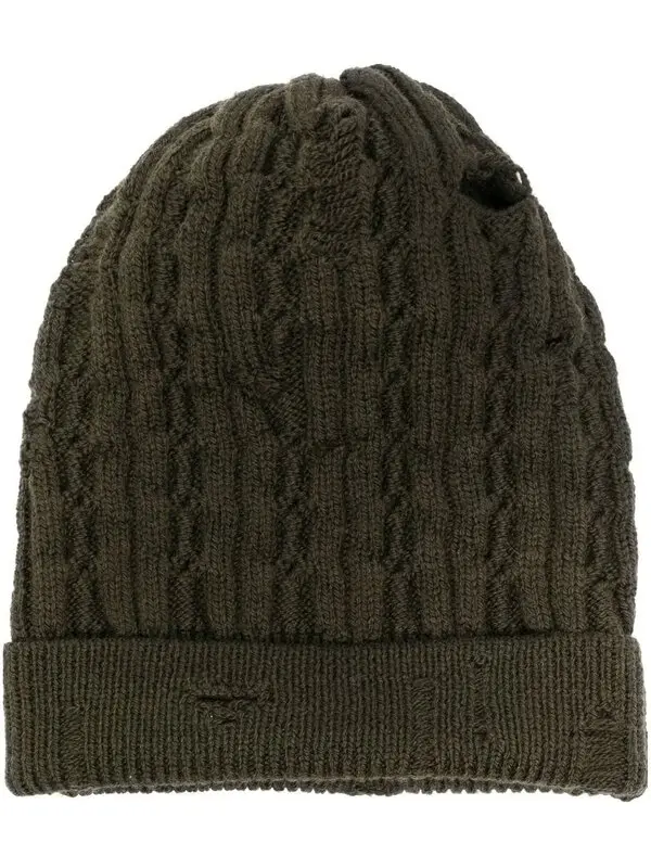 Roberto Cavalli Distressed-effect Beanie - Green