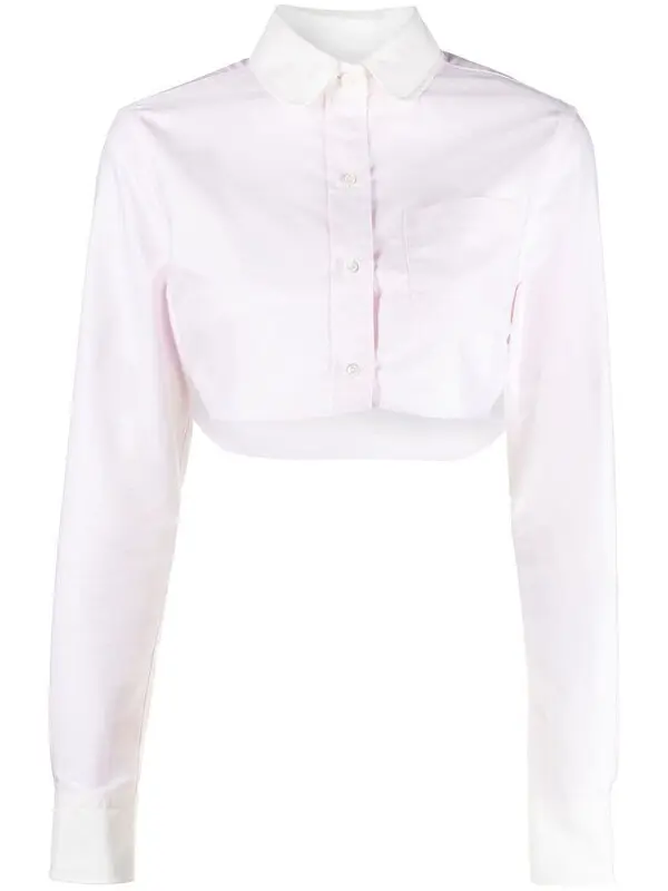 Thom Browne Round-collar Cropped Shirt - Pink