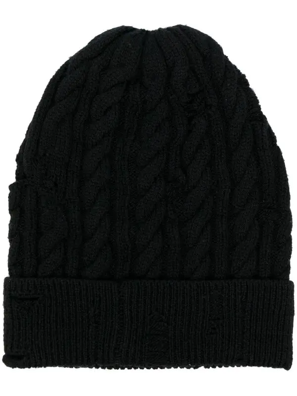 Roberto Cavalli Distressed-effect Beanie - Black