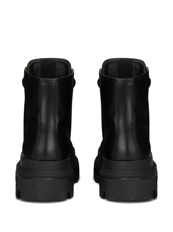 Dolce & Gabbana Logo-plaque Leather Ankle Boots