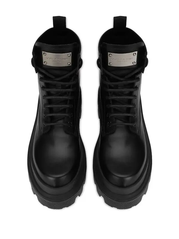 Dolce & Gabbana Logo-plaque Leather Ankle Boots