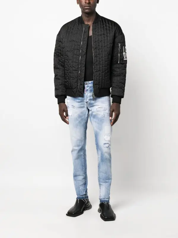 Dsquared2 Logo-patch Distressed Washed Jeans