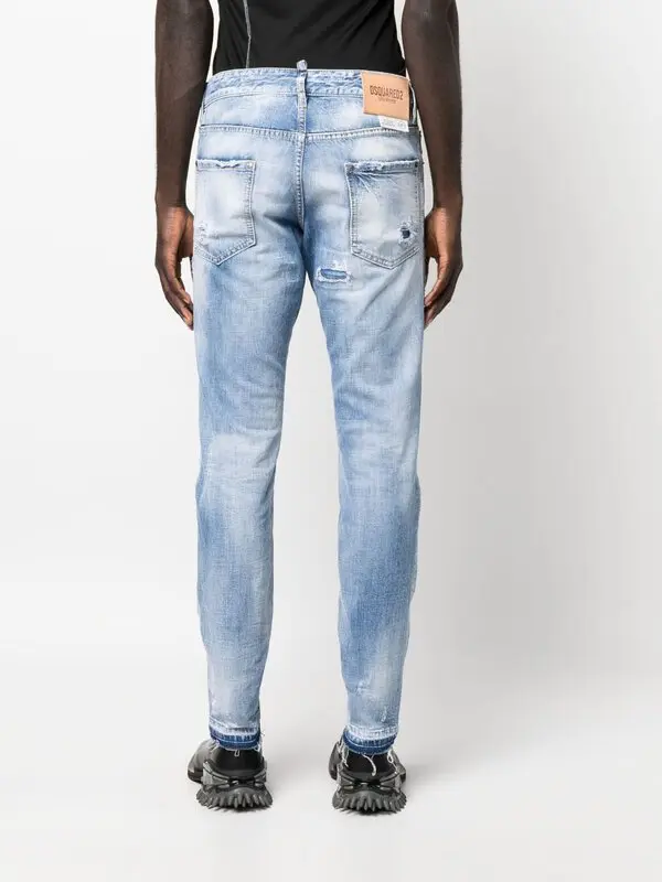 Dsquared2 Logo-patch Distressed Washed Jeans