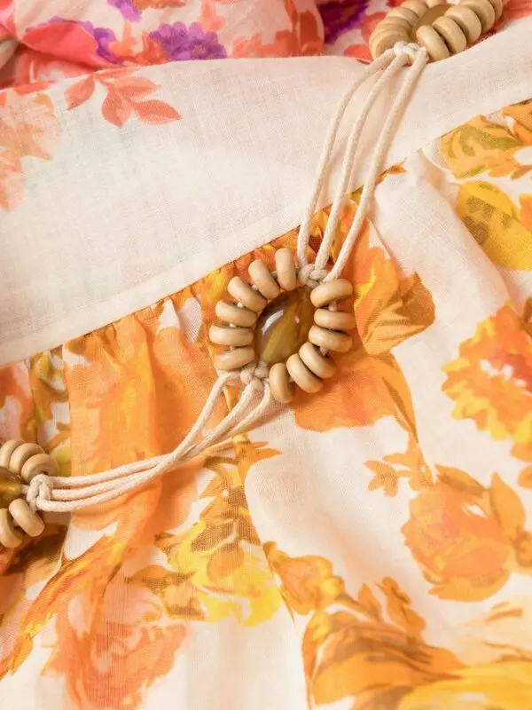Zimmermann Raie Lantern Floral-print Ramie Mini Dress