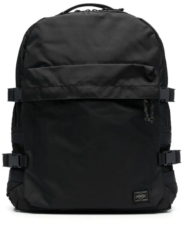 PORTER-YOSHIDA & CO Force Logo-patch Buckle-strap Backpack - Black