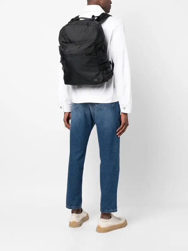 PORTER-YOSHIDA & CO Force Logo-patch Buckle-strap Backpack - Black