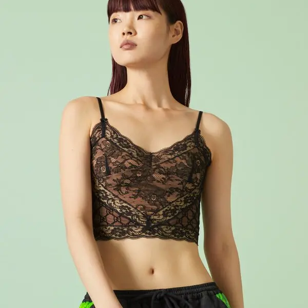 Gucci Gg Lace Top Ready-To-Wear - Black | Editorialist