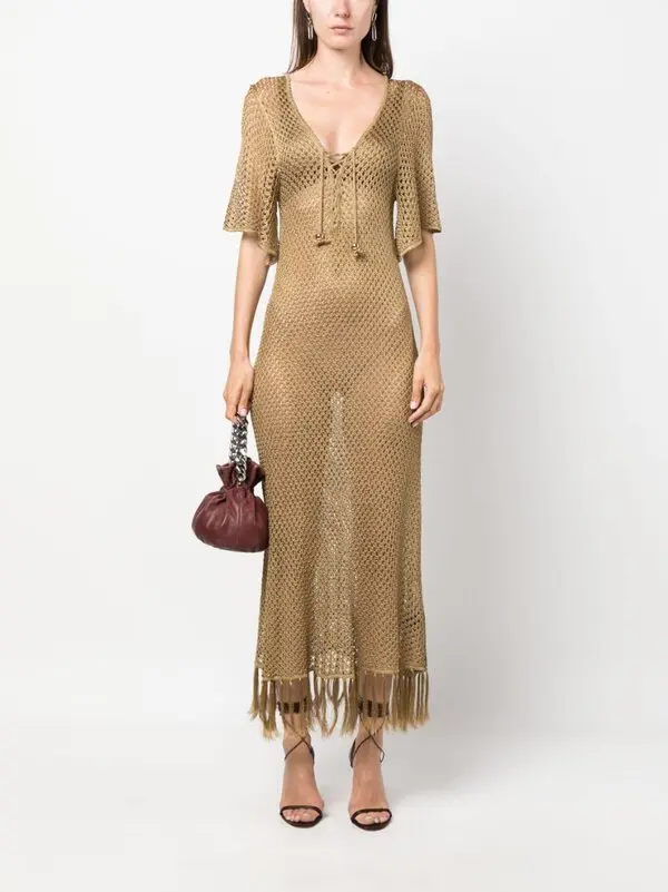 Dodo Bar Or Fringed Midi Knit Dress