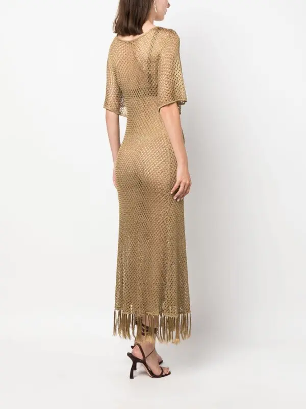 Dodo Bar Or Fringed Midi Knit Dress