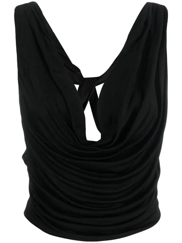 Gauge81 Juara Draped Twisted Cropped Top - Black