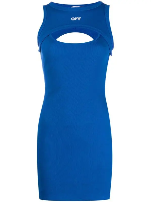 Off-White Off Stamp Ribbed Minidress