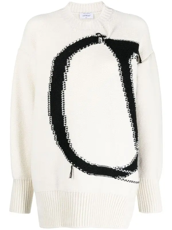 Off-White Maxi Logo-intarsia Jumper - White