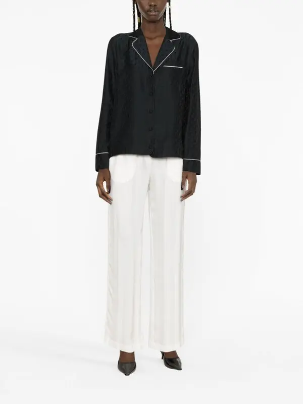 Off-White Logo-jacquard Satin Pyjama Shirt - Black
