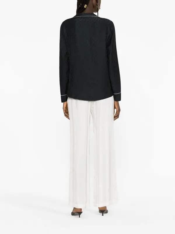 Off-White Logo-jacquard Satin Pyjama Shirt - Black