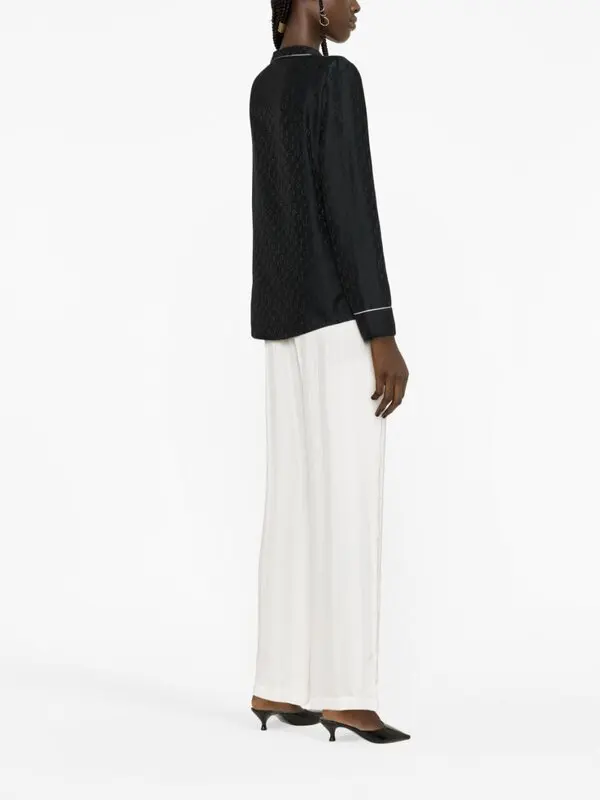 Off-White Logo-jacquard Satin Pyjama Shirt - Black