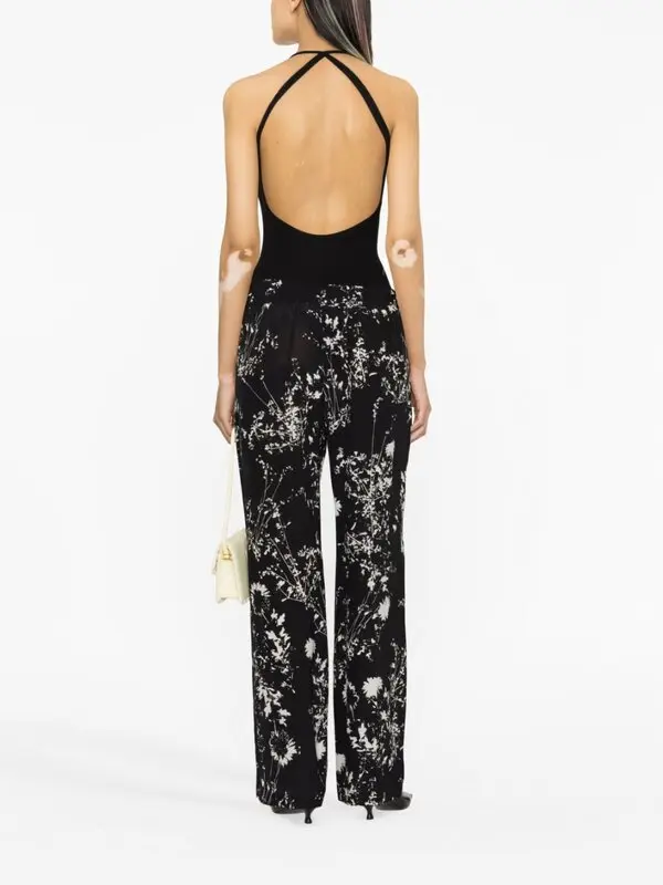 Victoria Beckham Floral-print Silk Trousers - Black