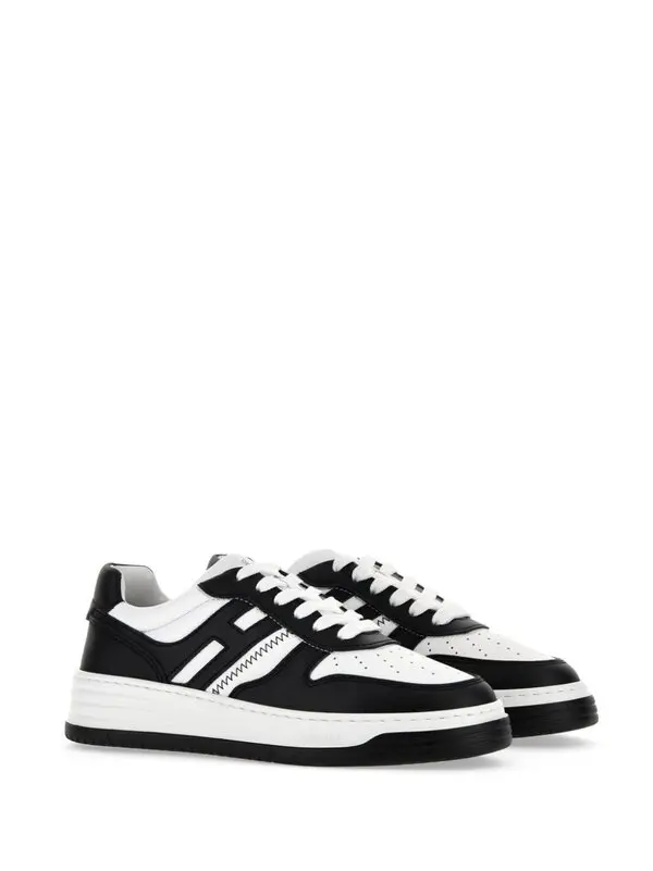 Hogan Panelled Design Leather Sneakers - Black