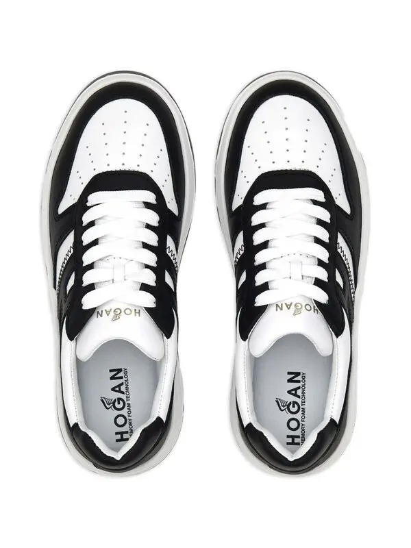Hogan Panelled Design Leather Sneakers - Black