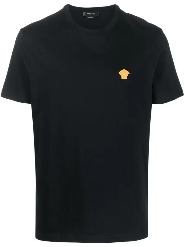 Versace Embroidered Cotton-jersey T-shirt - Black