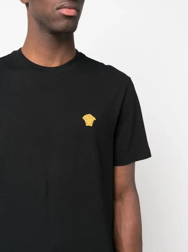 Versace Embroidered Cotton-jersey T-shirt - Black