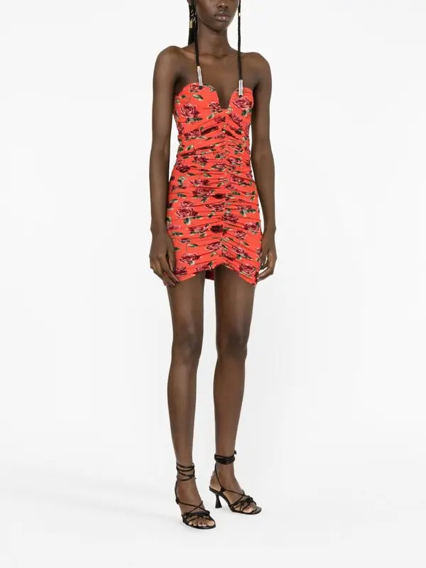 Magda Butrym Rose-print Ruched Minidress - Red
