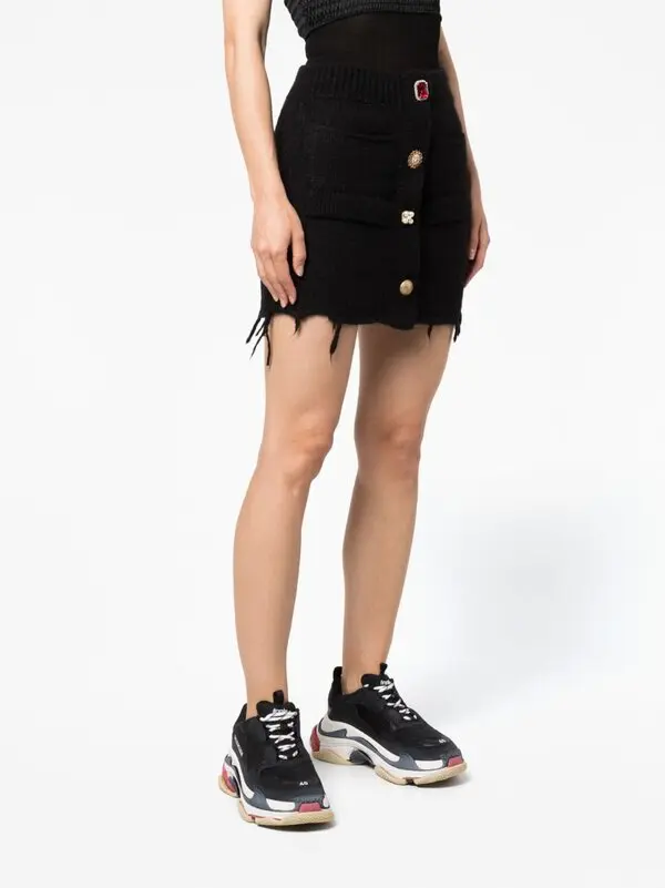 Vetements Knitted Rhinestone-embellished Miniskirt