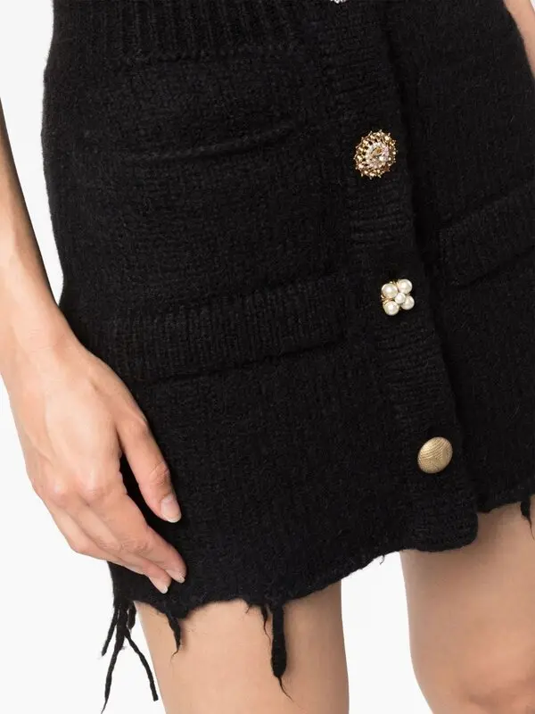 Vetements Knitted Rhinestone-embellished Miniskirt