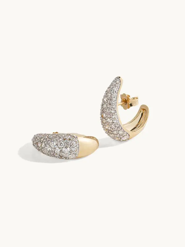 LUCY DELIUS Signature Pavé 14kt Yellow Gold Ear Cuffs - 14kt Yellow Gold,white Diamonds,white Rhodium