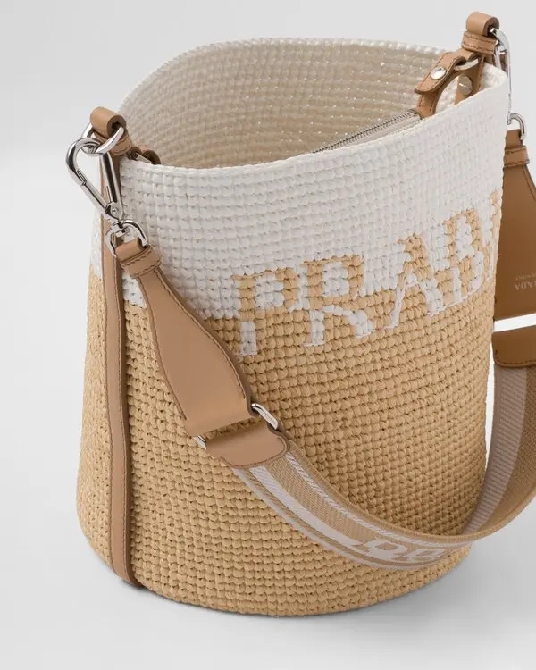 Prada Crochet And Leather Mini-bucket Bag