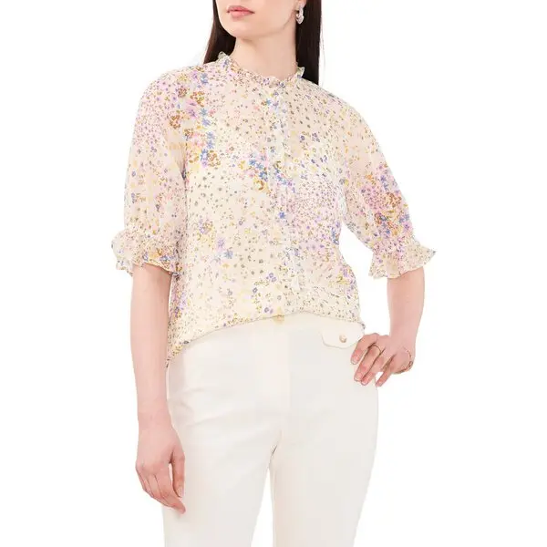 Chaus Floral Ruffle Edge Blouse
