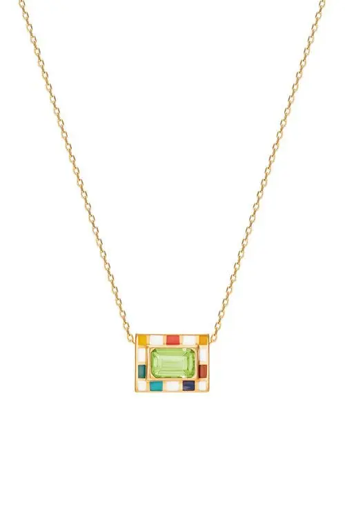 NEVERNOT Mini Chess Pendant Necklace - Green/gold
