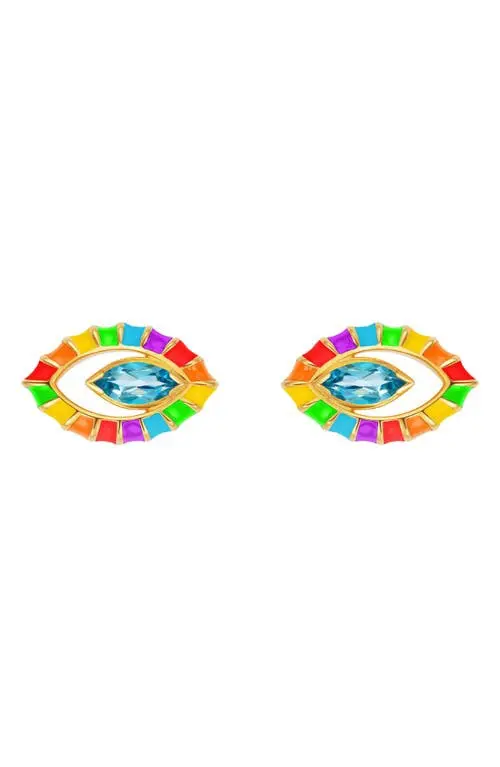 NEVERNOT Show N Tell Topaz Stud Earrings - Blue