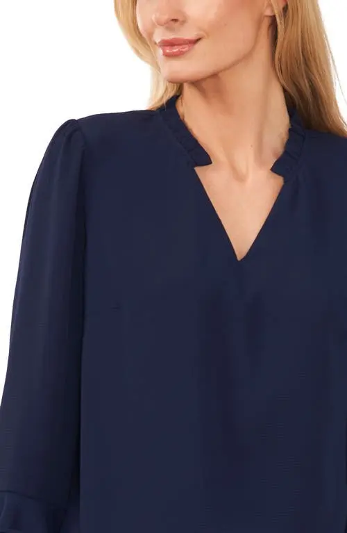 CECE DUPRAZ Ruffle Cuff Crepe Top - Classic Navy